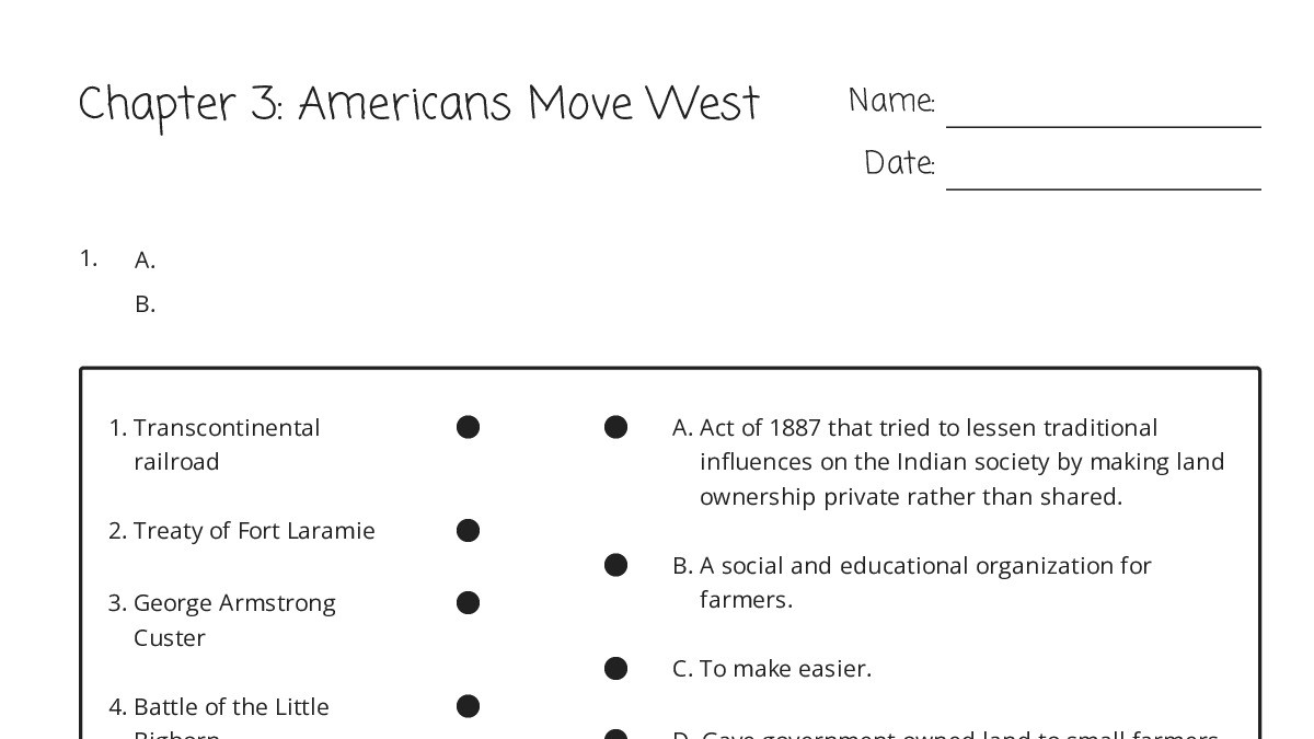 Chapter 3: Americans Move West - My Worksheet Maker: Create Your Own ...