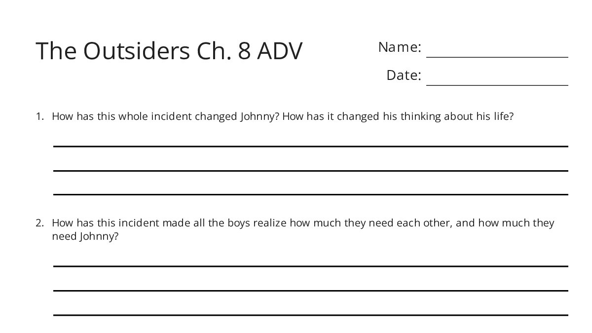 The Outsiders Ch. 8 ADV - My Worksheet Maker: Create Your Own Worksheets