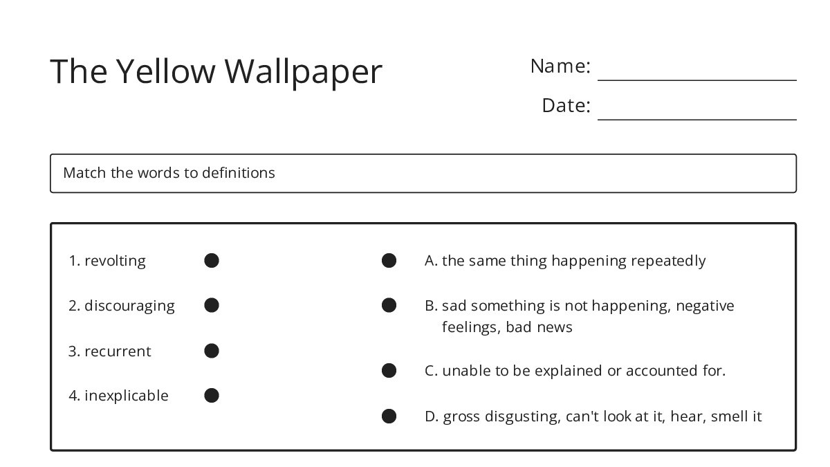 The Yellow Wallpaper - My Worksheet Maker: Create Your Own Worksheets