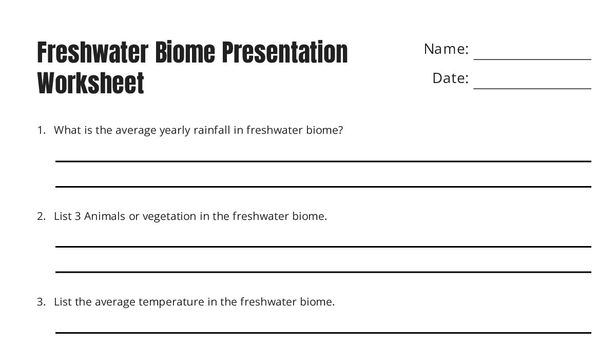 Freshwater Biome Presentation Worksheet - My Worksheet Maker: Create ...