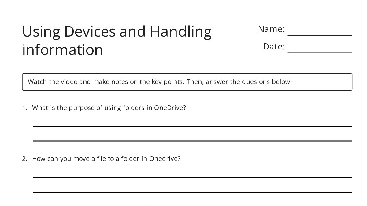 Using Devices and Handling information - My Worksheet Maker: Create ...