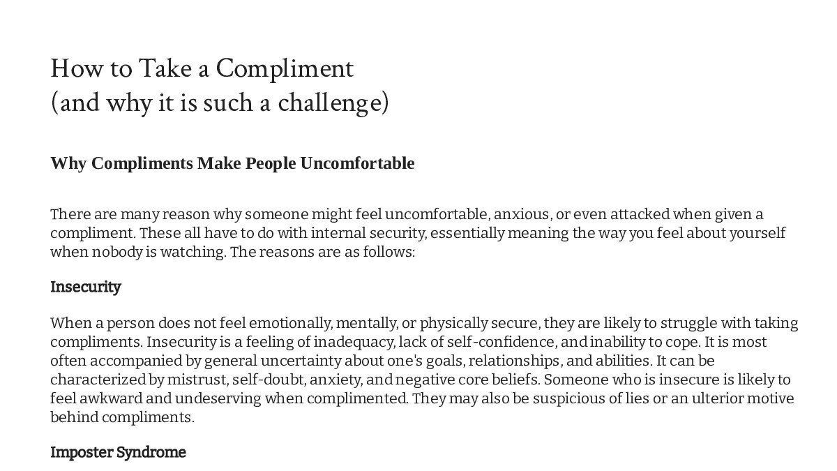 How to Take a Compliment (and why it is such a challenge) - My ...