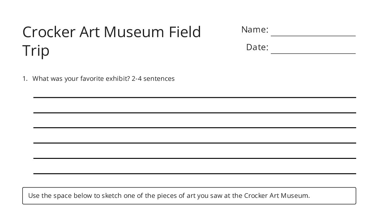 Crocker Art Museum Field Trip - My Worksheet Maker: Create Your Own ...