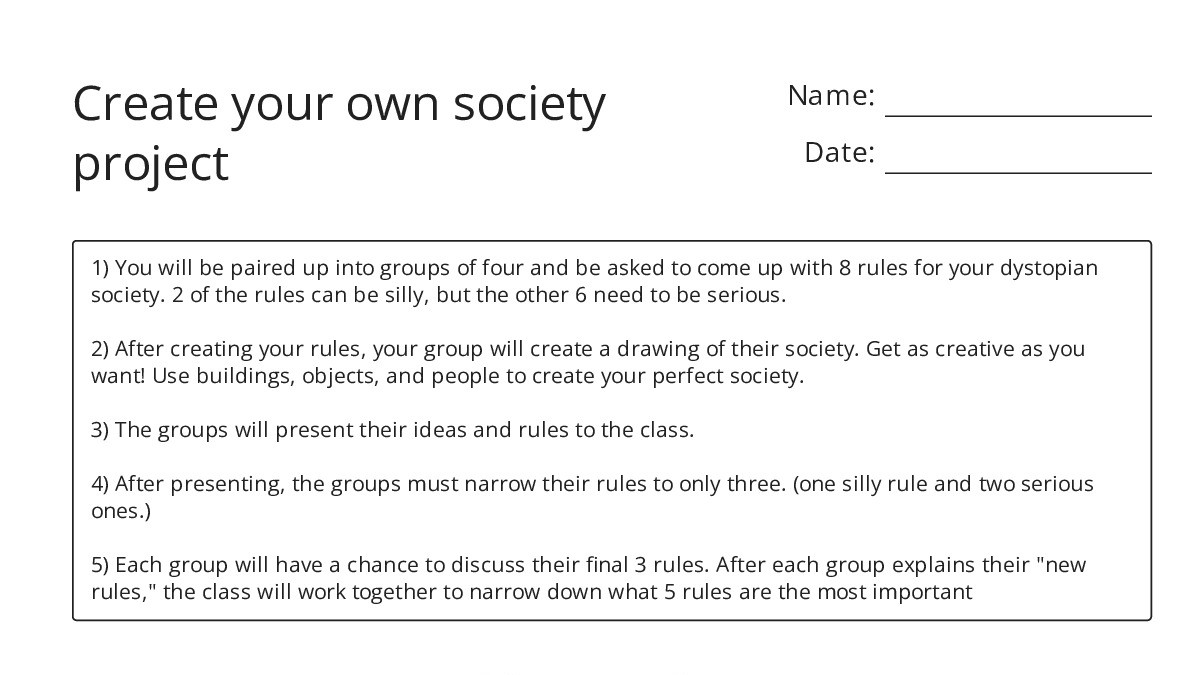 Create your own society project - My Worksheet Maker: Create Your Own ...