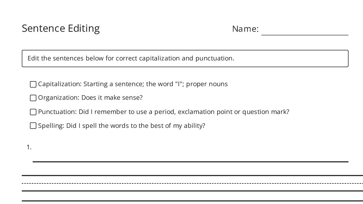 Sentence Editing - My Worksheet Maker: Create Your Own Worksheets