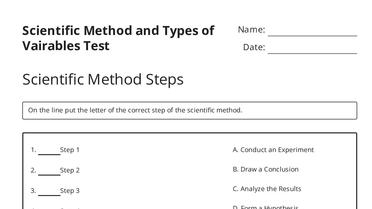 Scientific Method and Types of Vairables Test﻿﻿ - My Worksheet Maker ...