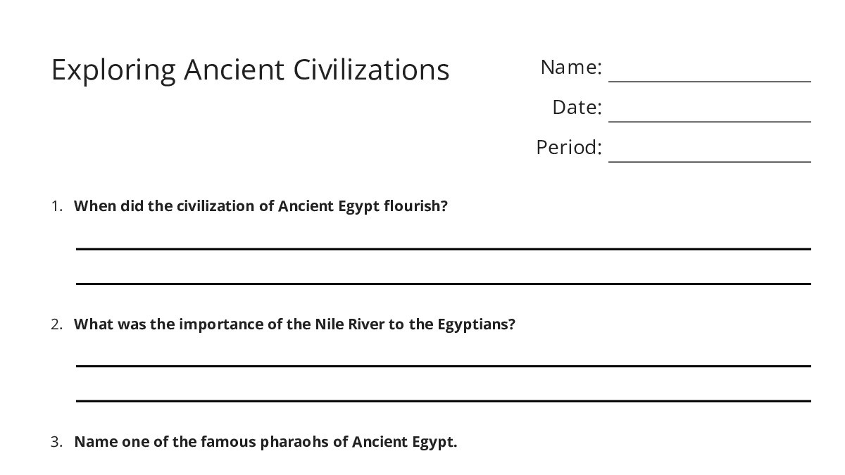 Exploring Ancient Civilizations - My Worksheet Maker: Create Your Own ...
