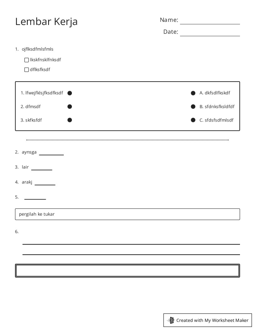 Lembar Kerja - My Worksheet Maker: Create Your Own Worksheets