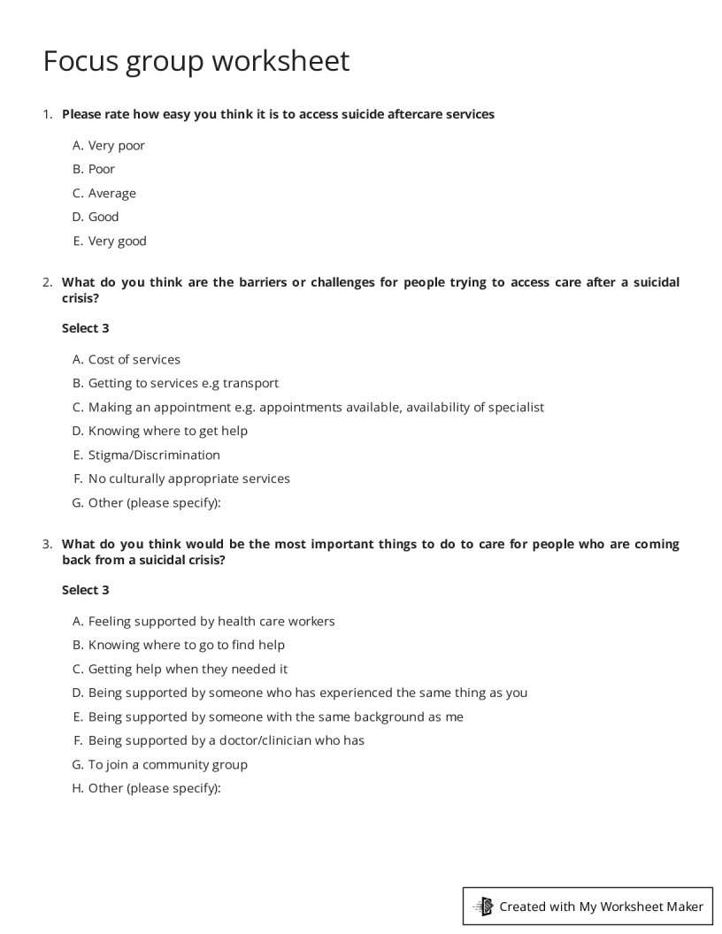 Focus group worksheet - My Worksheet Maker: Create Your Own Worksheets