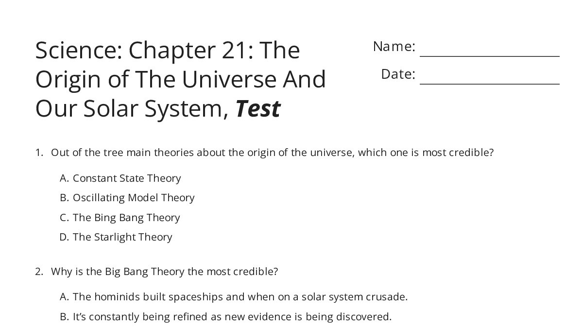 Science: Chapter 21: The Origin of The Universe And Our Solar System ...