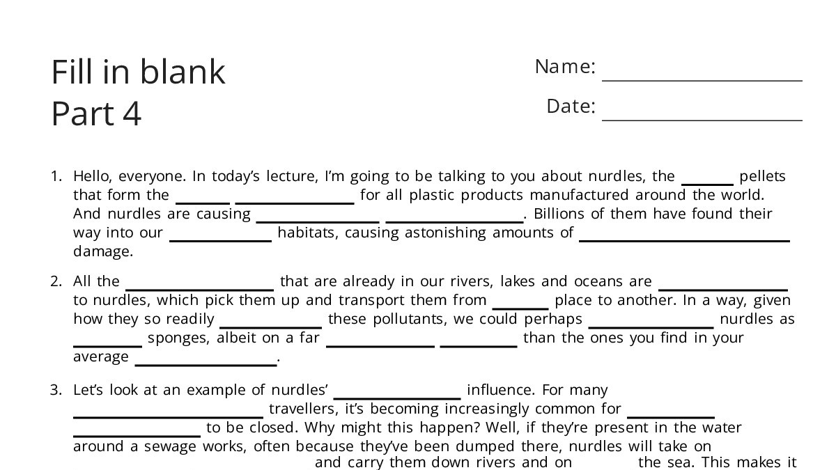 Fill in blank Part 4 - My Worksheet Maker: Create Your Own Worksheets