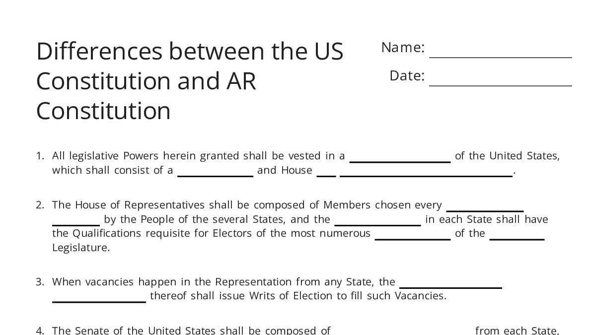 Differences between the US Constitution and AR Constitution - My ...