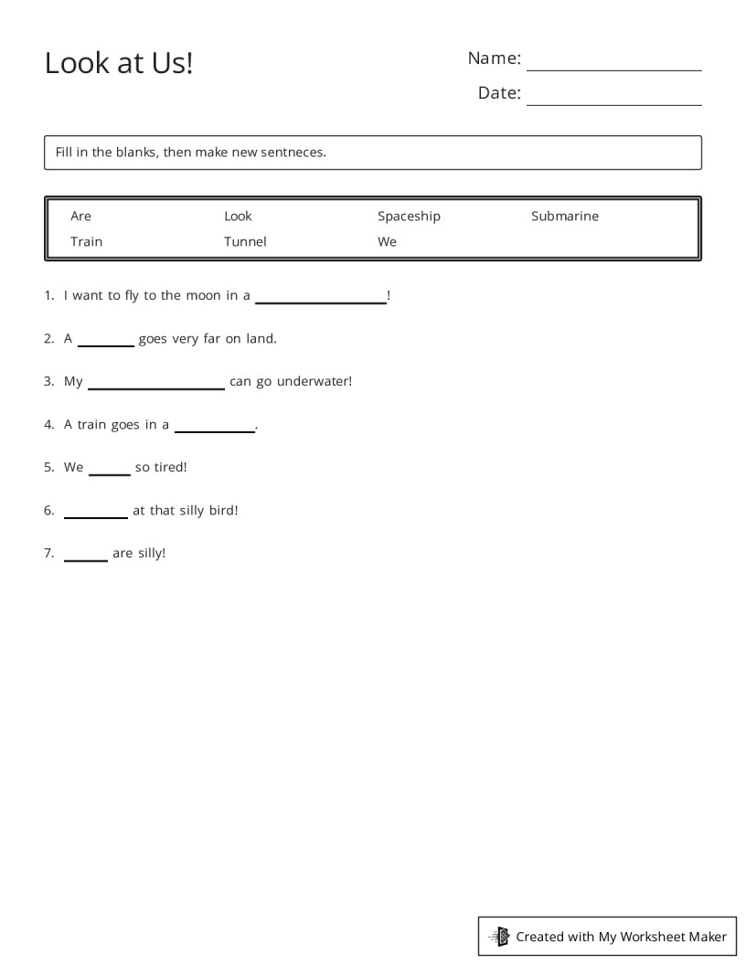 Look at Us! - My Worksheet Maker: Create Your Own Worksheets