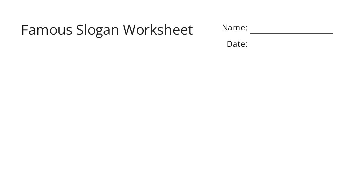 Famous Slogan Worksheet - My Worksheet Maker: Create Your Own Worksheets
