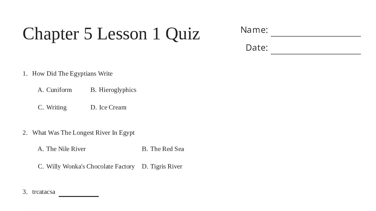 Chapter 5 Lesson 1 Quiz - My Worksheet Maker: Create Your Own Worksheets