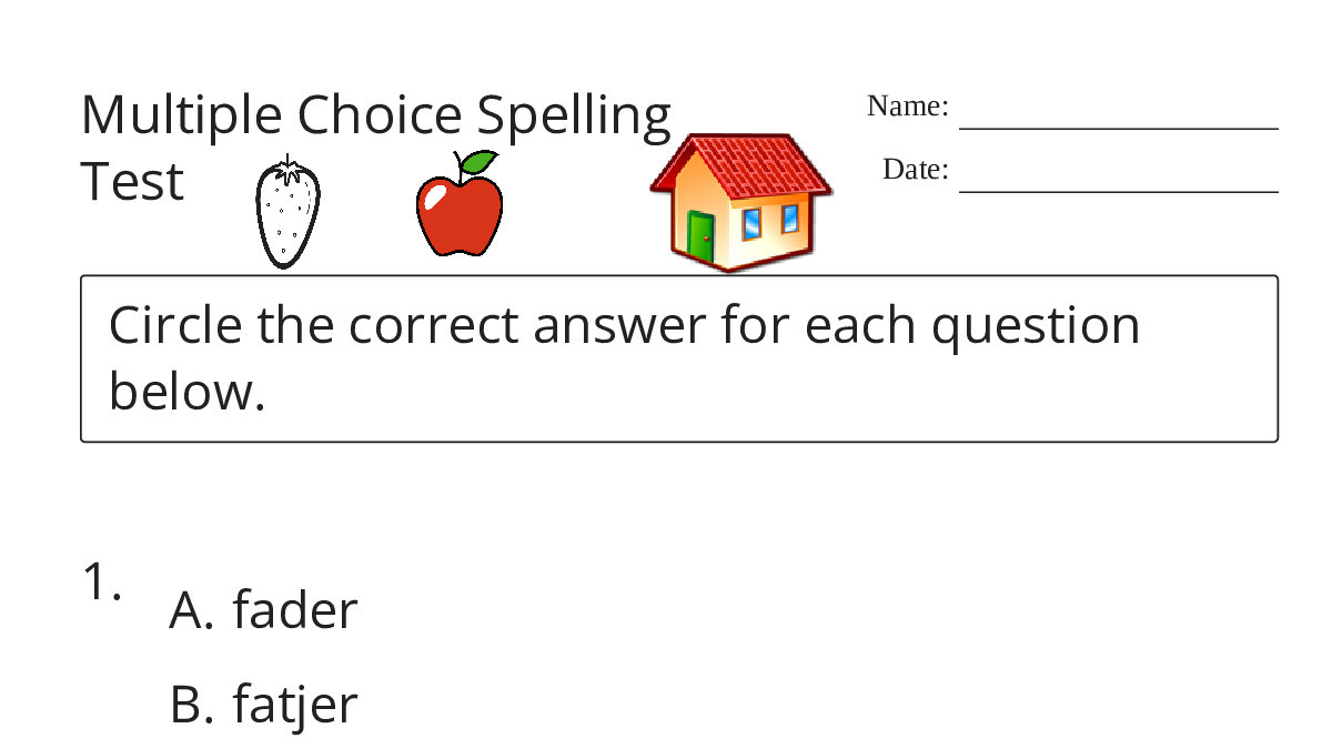 Multiple Choice Spelling Test - My Worksheet Maker: Create Your Own ...