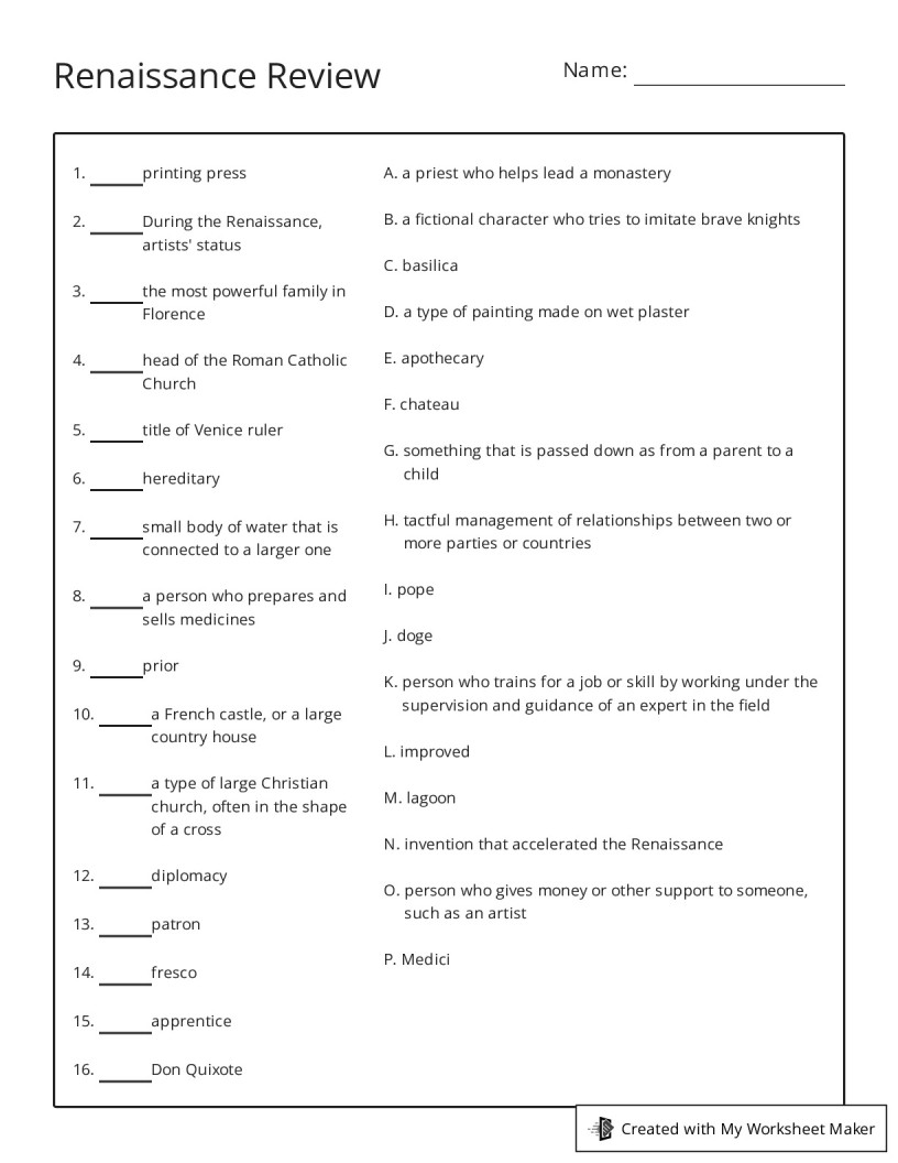 Renaissance Review - My Worksheet Maker: Create Your Own Worksheets