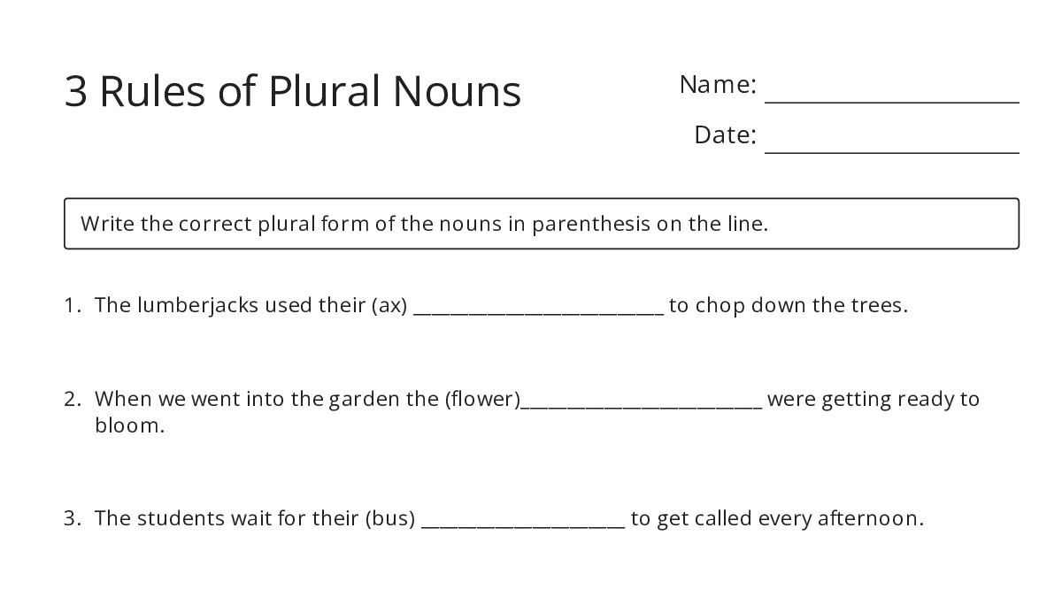 3 Rules of Plural Nouns - My Worksheet Maker: Create Your Own Worksheets