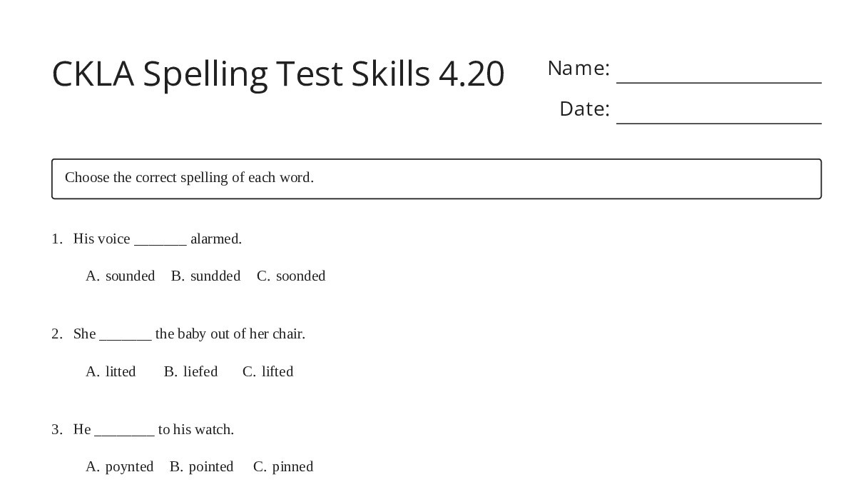 CKLA Spelling Test Skills 4.20 - My Worksheet Maker: Create Your Own ...