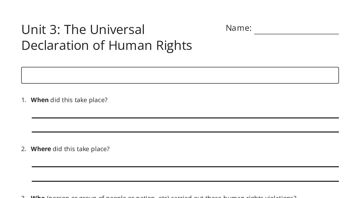 Unit 3: The Universal Declaration of Human Rights - My Worksheet Maker ...