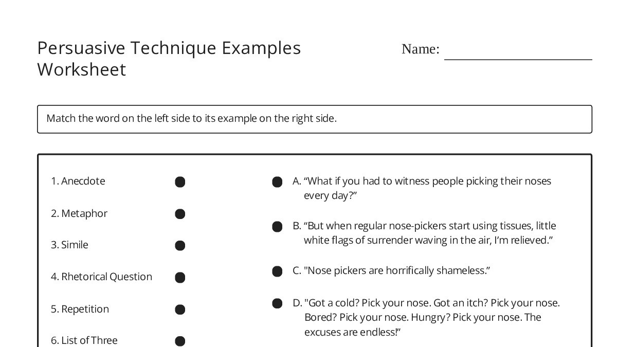 Persuasive Technique Examples Worksheet - My Worksheet Maker: Create ...