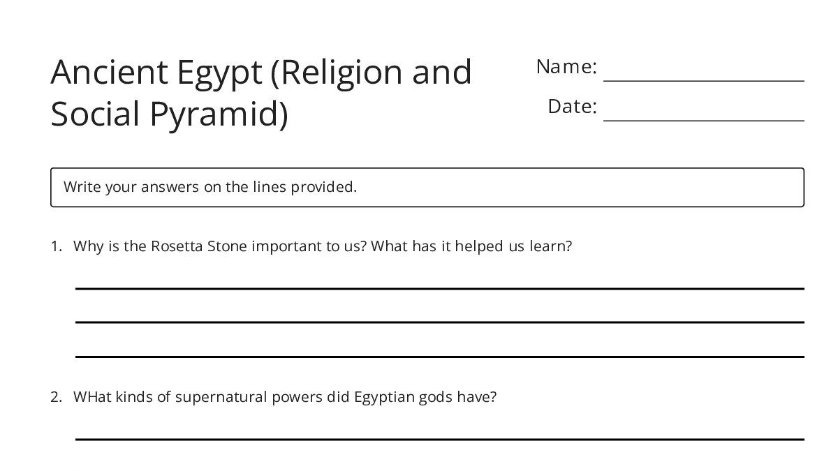 Ancient Egypt (Religion and Social Pyramid) - My Worksheet Maker ...