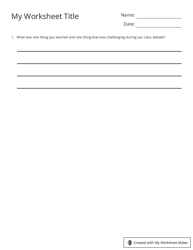 My Worksheet Title - My Worksheet Maker: Create Your Own Worksheets