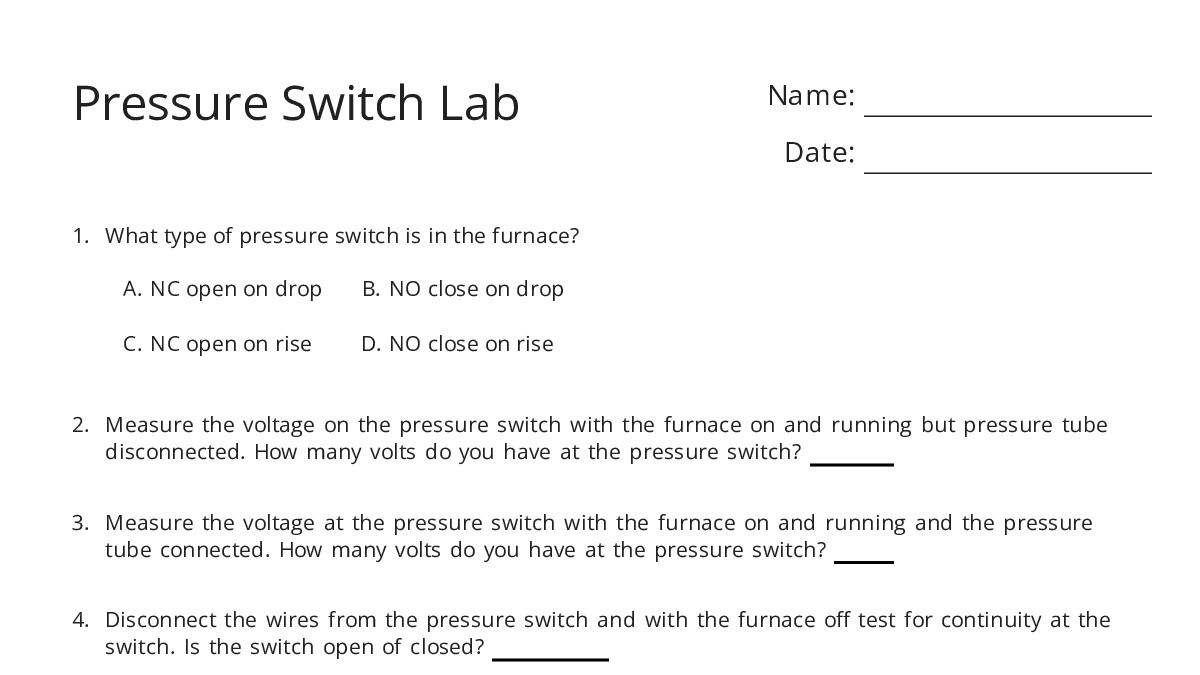 Pressure Switch Lab - My Worksheet Maker: Create Your Own Worksheets