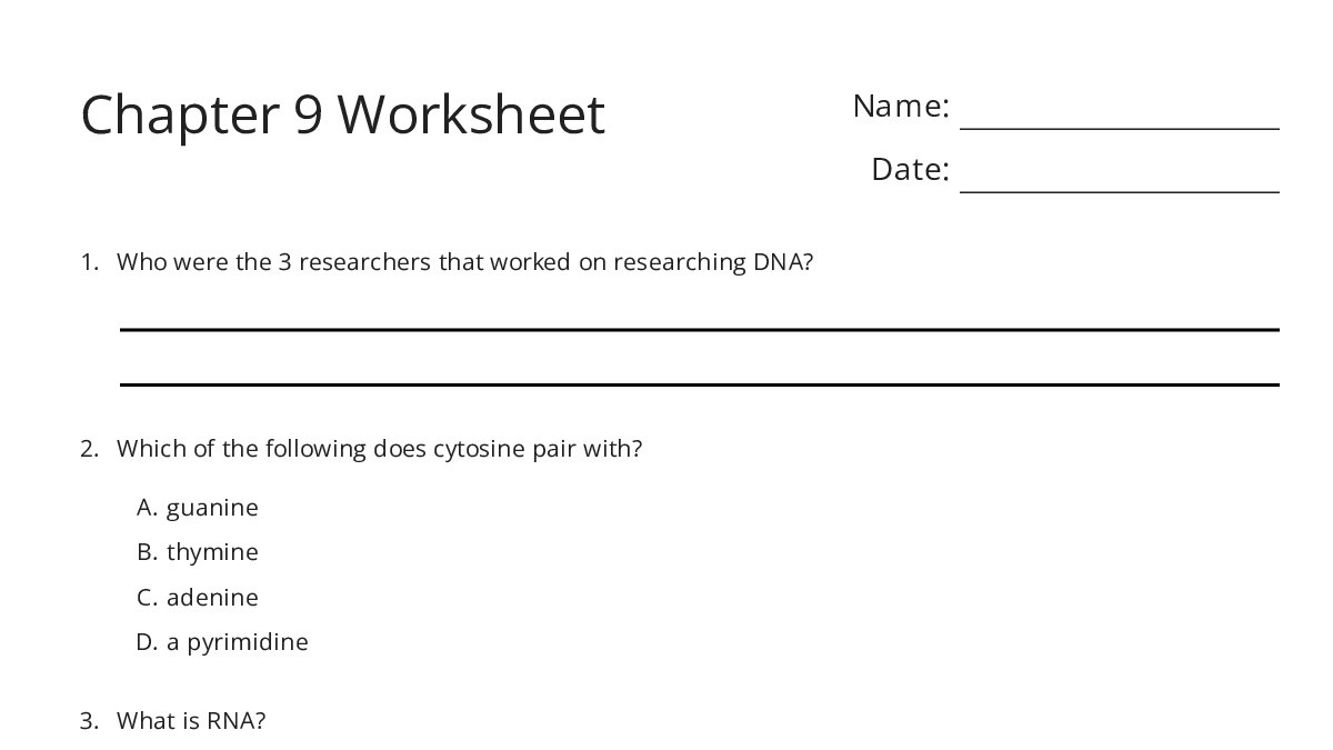 Chapter 9 Worksheet - My Worksheet Maker: Create Your Own Worksheets