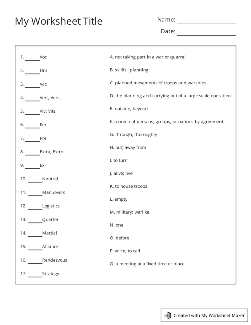 My Worksheet Title - My Worksheet Maker: Create Your Own Worksheets
