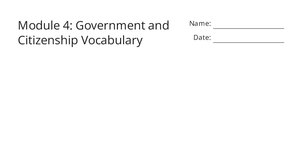 Module 4: Government and Citizenship Vocabulary - My Worksheet Maker ...