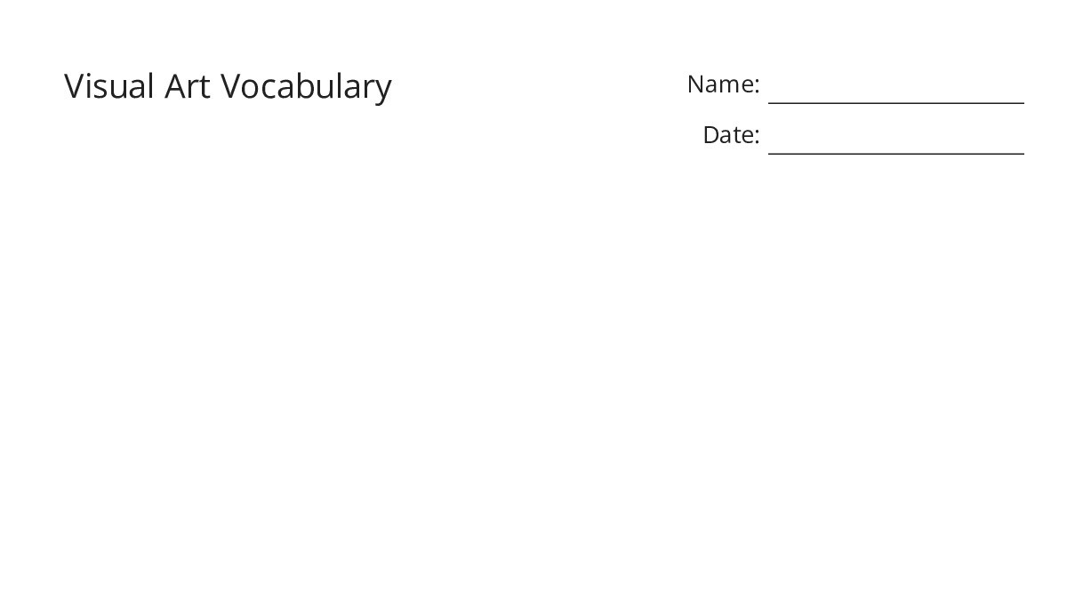 Visual Art Vocabulary - My Worksheet Maker: Create Your Own Worksheets