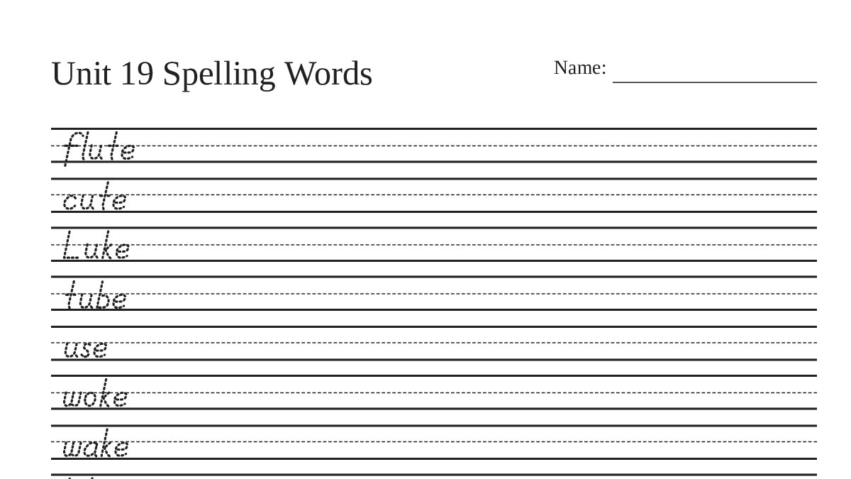 Unit 19 Spelling Words - My Worksheet Maker: Create Your Own Worksheets