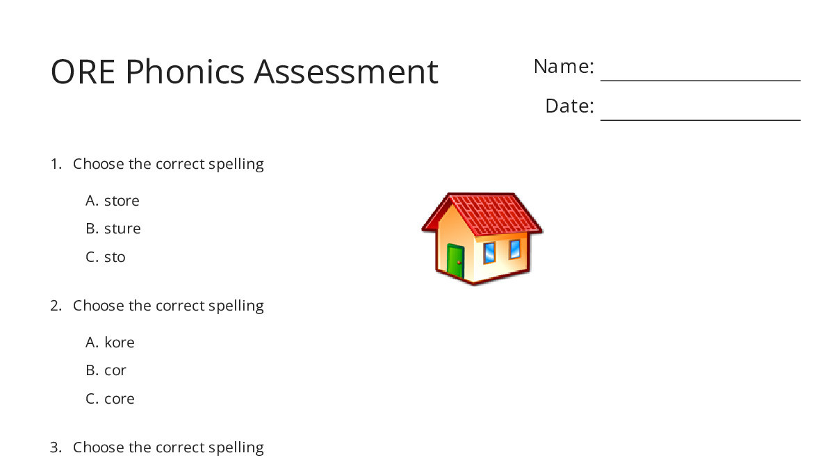 ORE Phonics Assessment - My Worksheet Maker: Create Your Own Worksheets