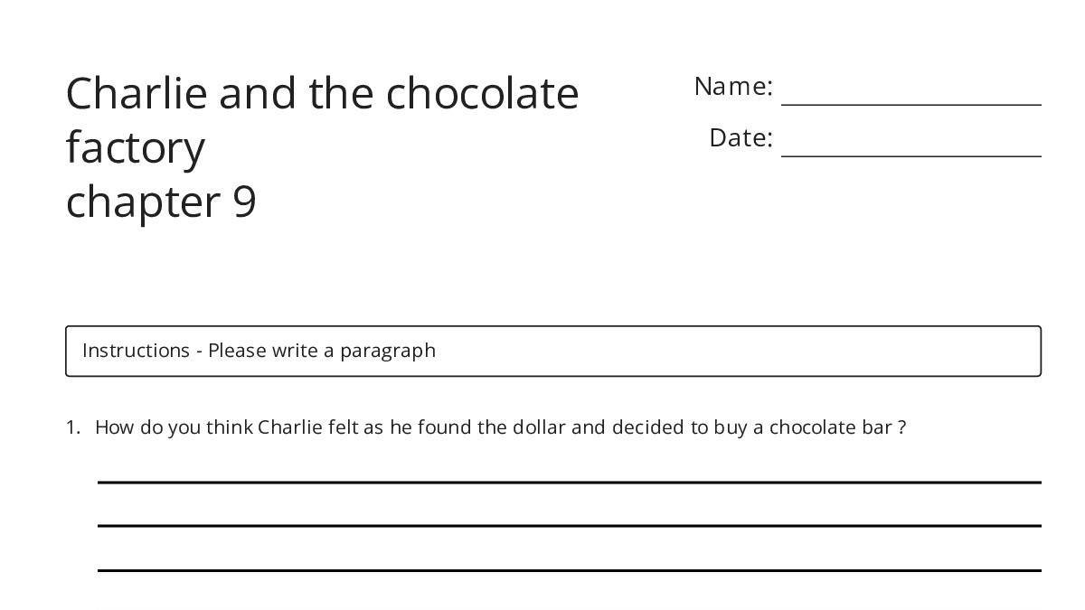 Charlie and the chocolate factory chapter 9 - My Worksheet Maker ...