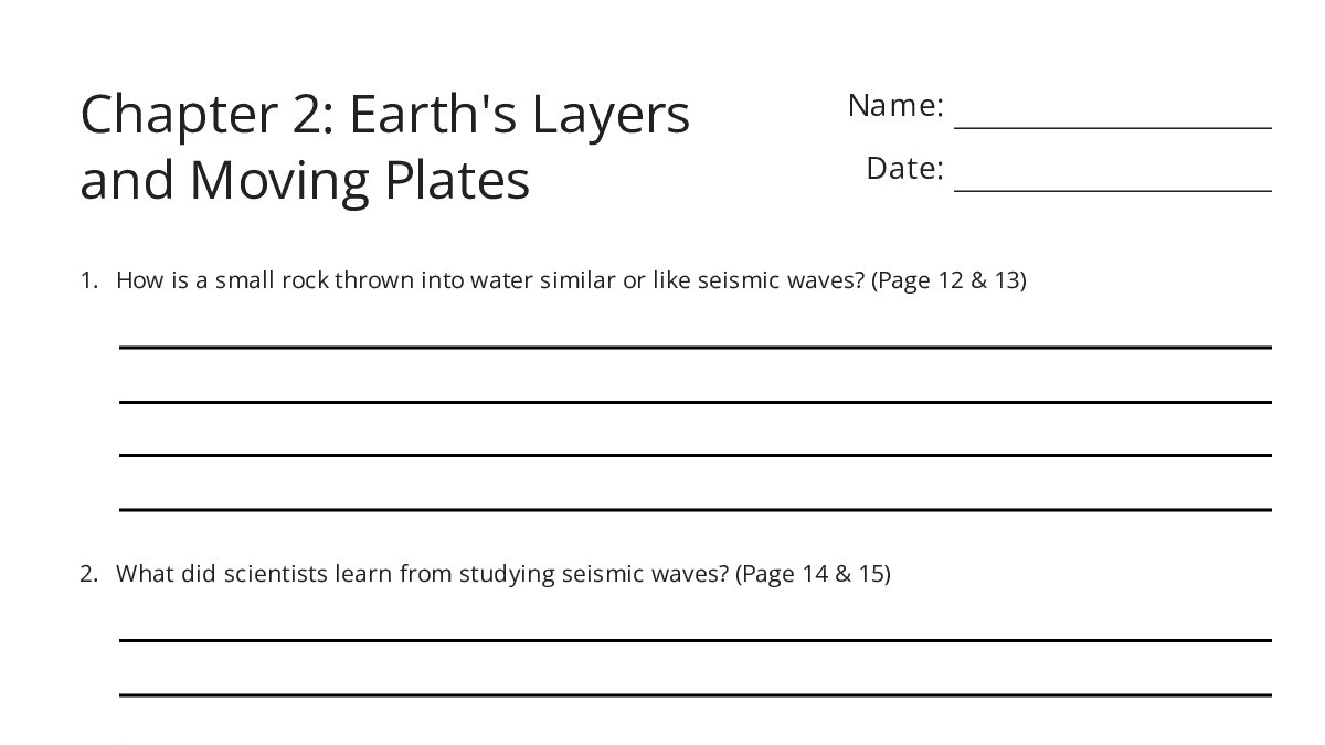 Chapter 2: Earth's Layers and Moving Plates - My Worksheet Maker ...