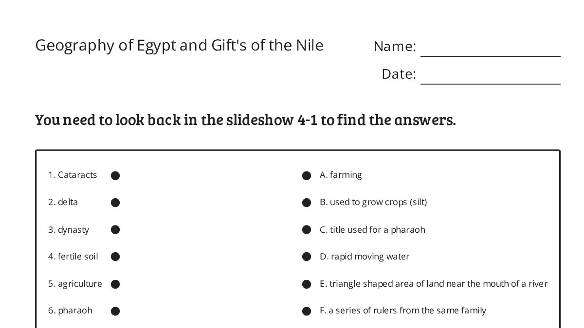 Geography of Egypt and Gift's of the Nile - My Worksheet Maker: Create ...