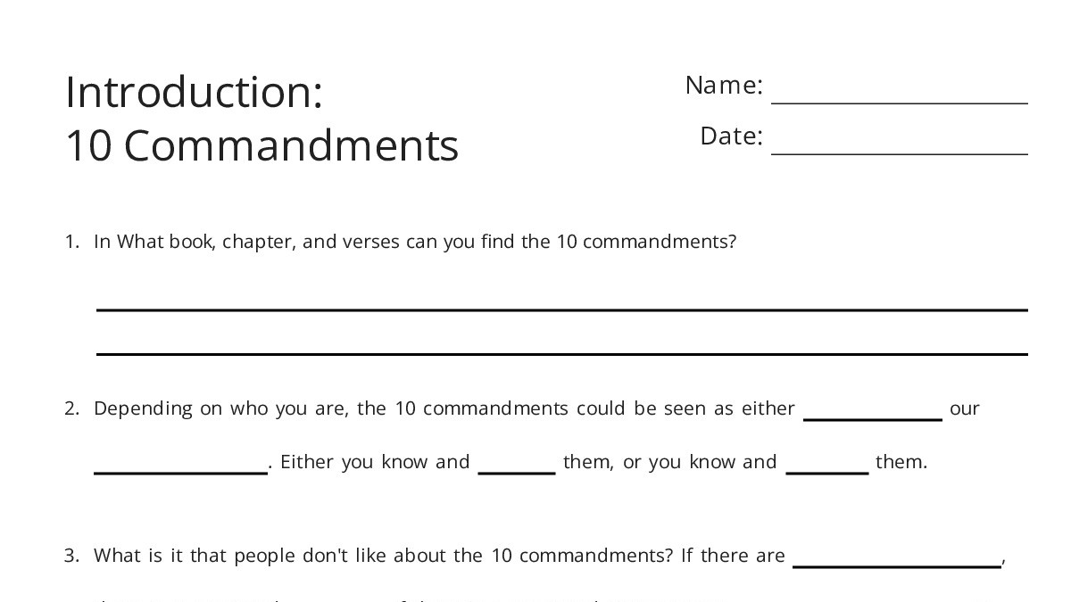 Introduction: 10 Commandments - My Worksheet Maker: Create Your Own ...