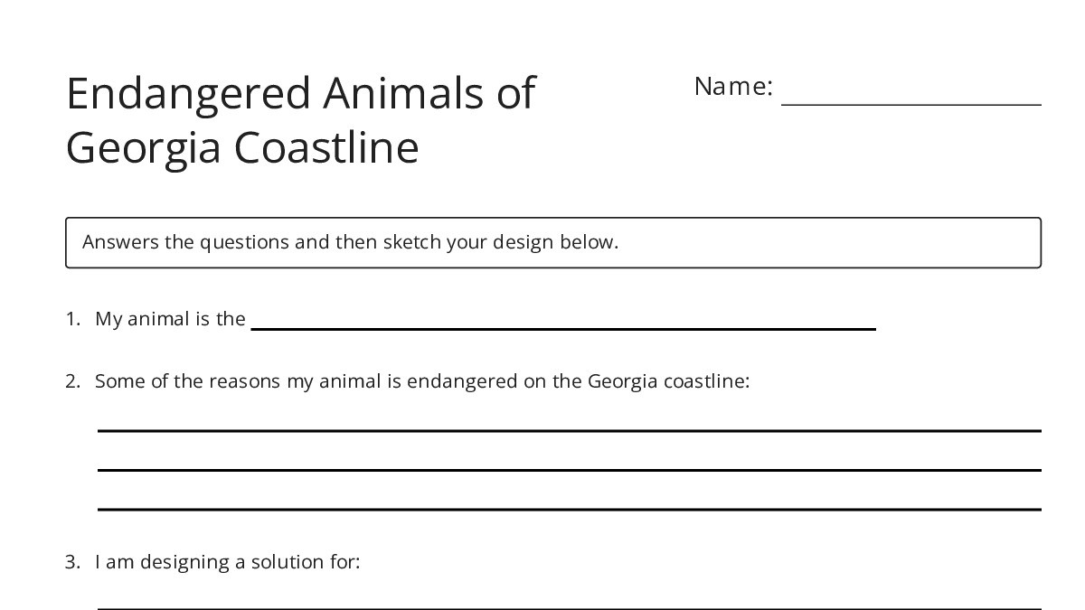 Endangered Animals of Georgia Coastline - My Worksheet Maker: Create ...