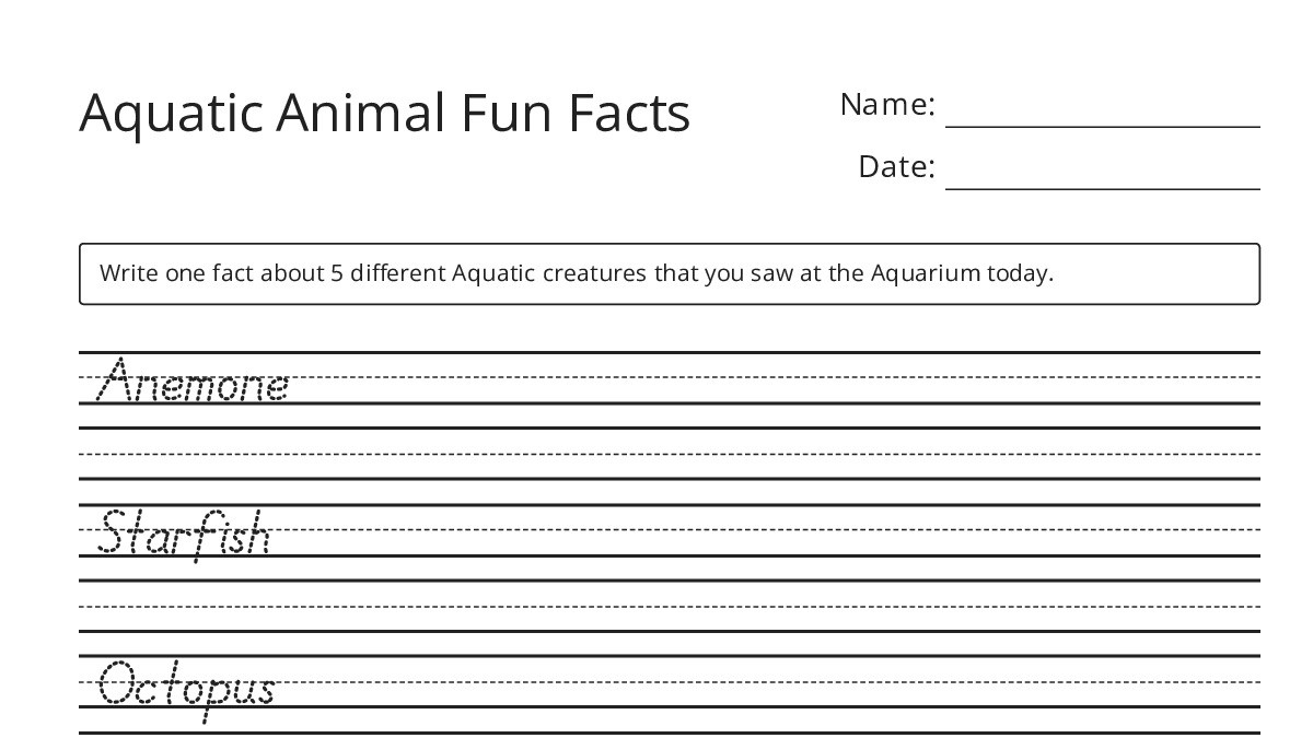 Aquatic Animal Fun Facts - My Worksheet Maker: Create Your Own Worksheets