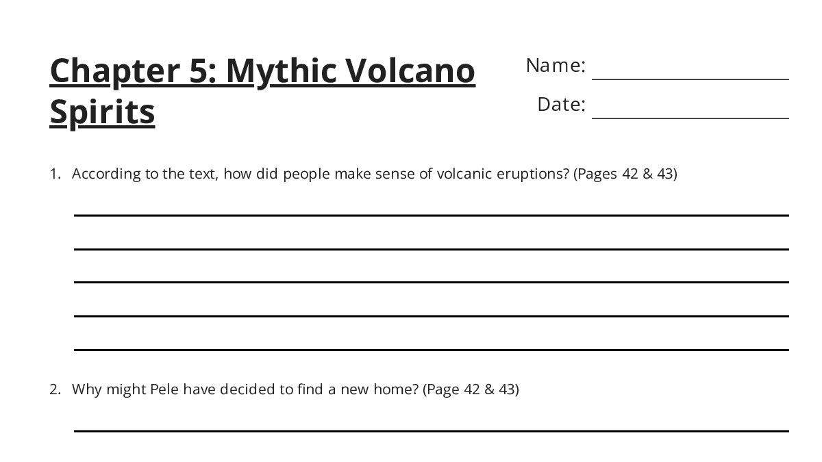Chapter 5: Mythic Volcano Spirits﻿ - My Worksheet Maker: Create Your ...