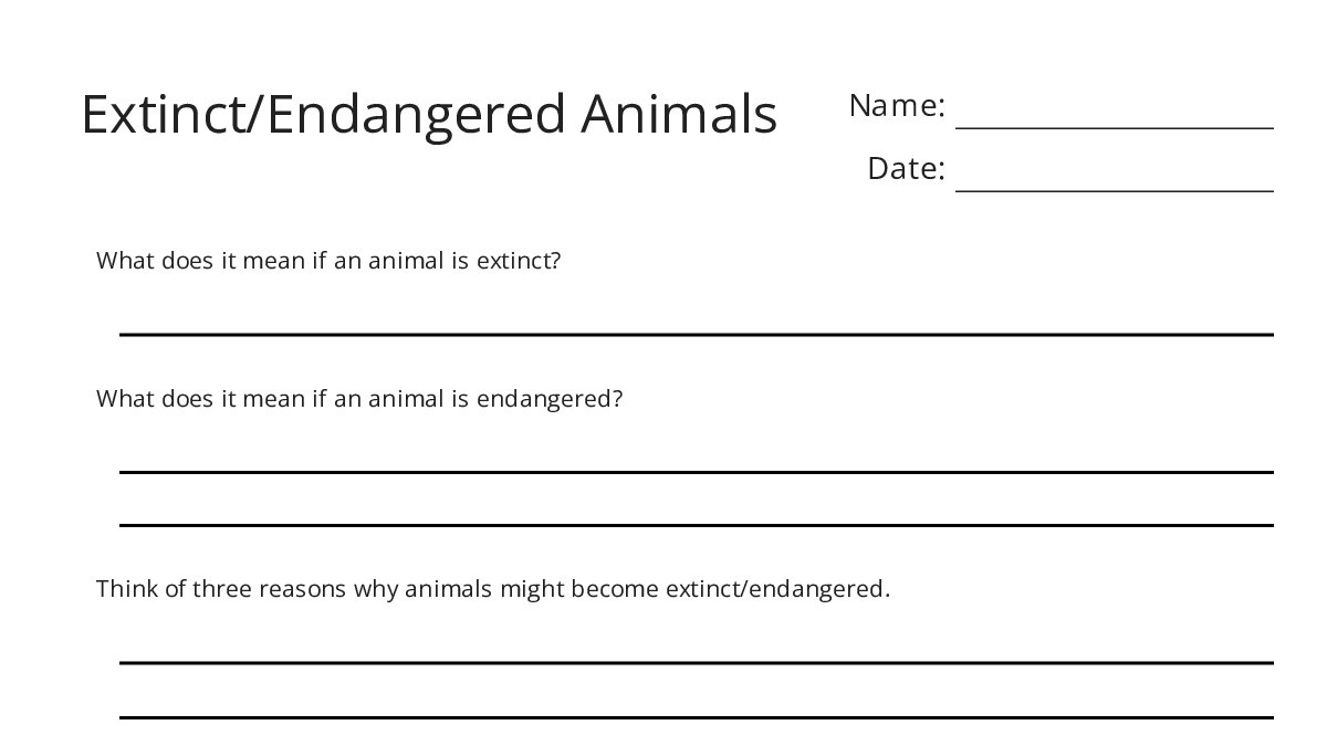 Extinct/Endangered Animals - My Worksheet Maker: Create Your Own Worksheets