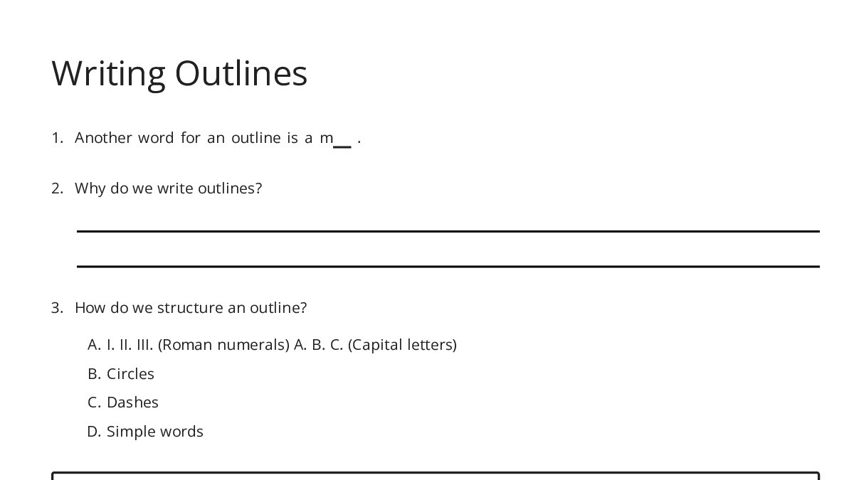 Writing Outlines - My Worksheet Maker: Create Your Own Worksheets