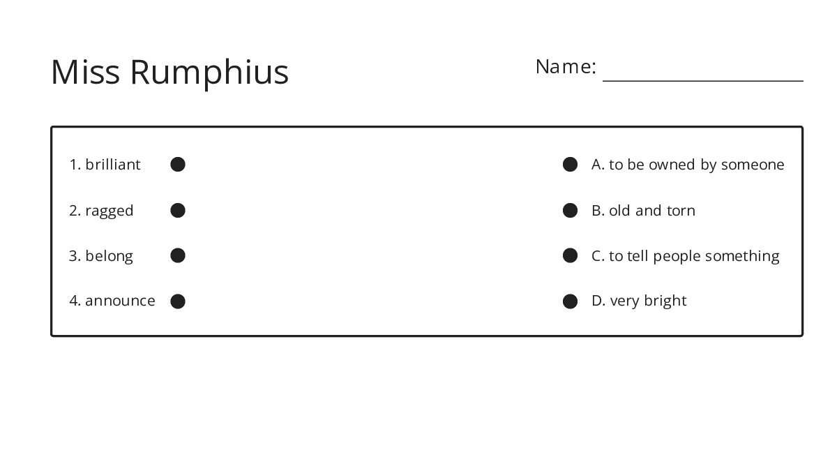 Miss Rumphius - My Worksheet Maker: Create Your Own Worksheets