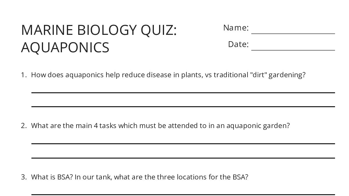 MARINE BIOLOGY QUIZ: AQUAPONICS - My Worksheet Maker: Create Your Own ...