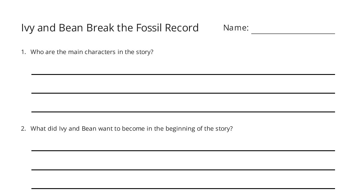 Ivy and Bean Break the Fossil Record - My Worksheet Maker: Create Your ...