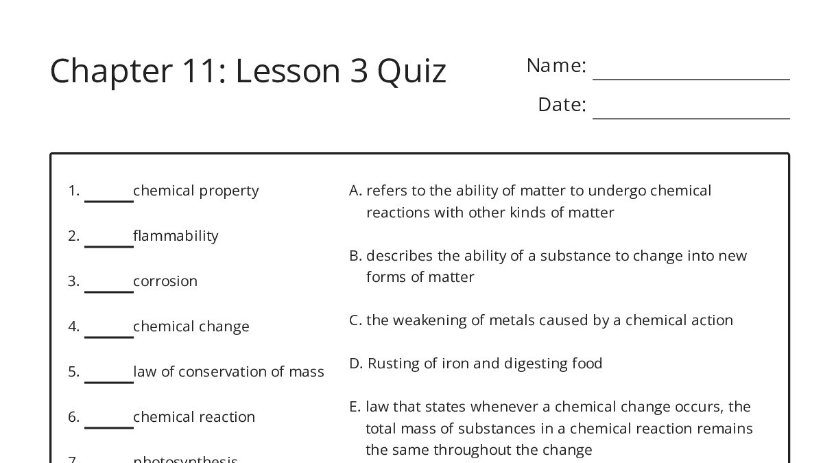 Chapter 11: Lesson 3 Quiz - My Worksheet Maker: Create Your Own Worksheets
