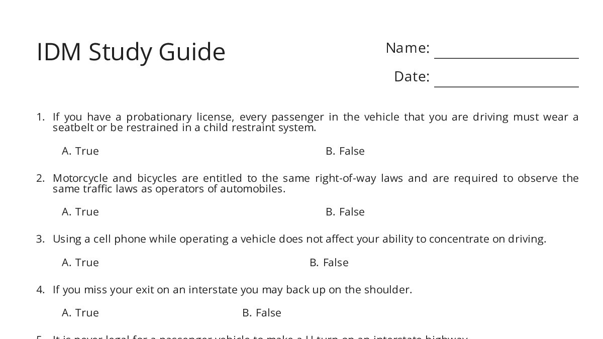 IDM Study Guide - My Worksheet Maker: Create Your Own Worksheets