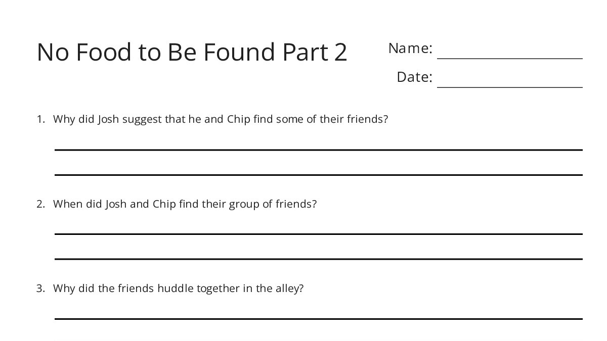 No Food to Be Found Part 2 - My Worksheet Maker: Create Your Own Worksheets
