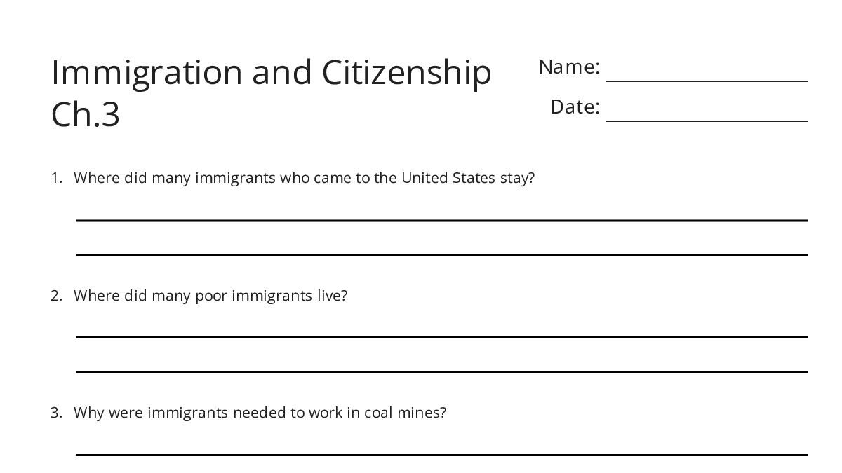 Immigration and Citizenship Ch.3 - My Worksheet Maker: Create Your Own ...